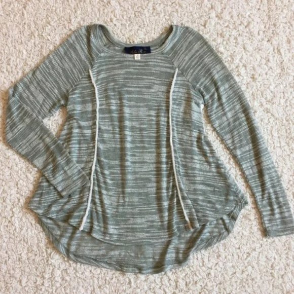 Blue Rain | Tops | Blue Rain Sheer Long Sleeve Top In Sage | Poshmark